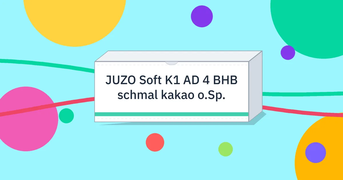 Symbolbild: Packung mit der Aufschrift JUZO Soft K1 AD 4 BHB schmal kakao o.Sp. (PZN 15463384) – Verfügbarkeit und Bezug in Apotheken in Frankfurt am Main