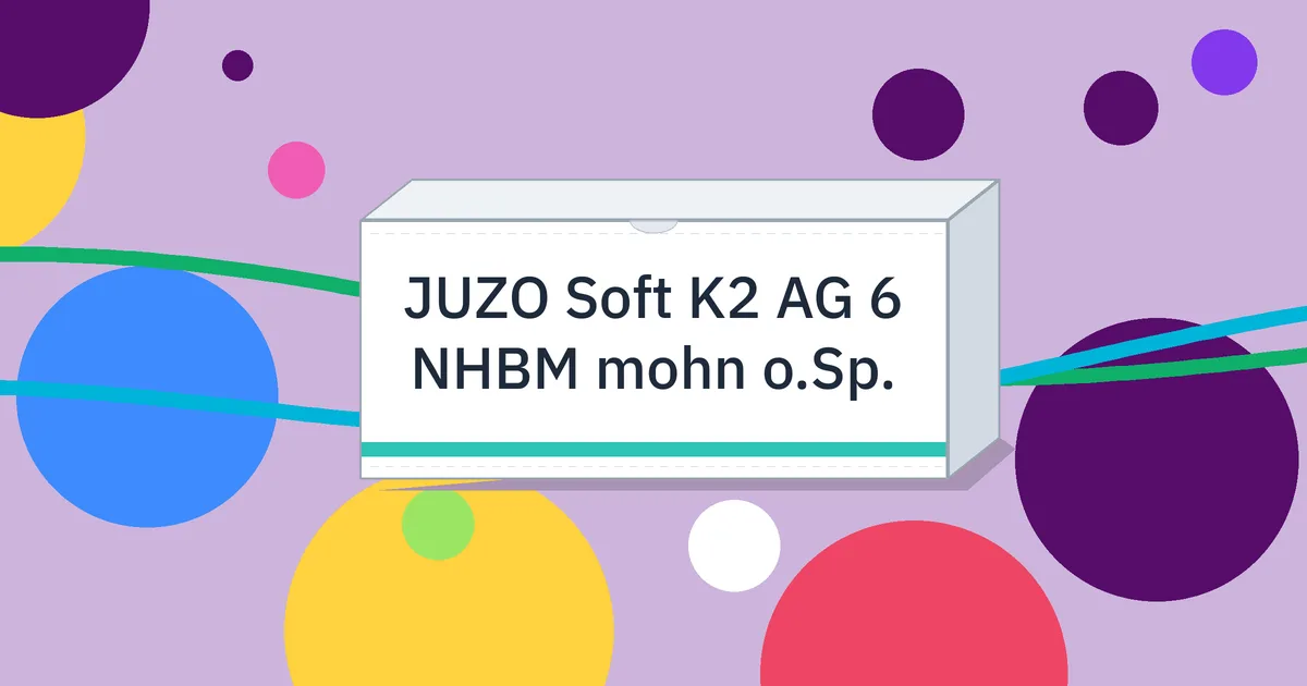 Symbolbild: Packung mit der Aufschrift JUZO Soft K2 AG 6 NHBM mohn o.Sp. (PZN 14997445) – Verfügbarkeit und Bezug in Apotheken in Frankfurt am Main