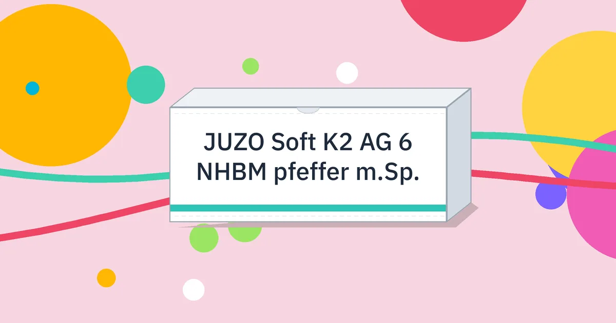 Symbolbild: Packung mit der Aufschrift JUZO Soft K2 AG 6 NHBM pfeffer m.Sp. (PZN 14997988) – Verfügbarkeit und Bezug in Apotheken in Frankfurt am Main