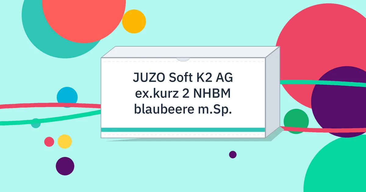 Symbolbild: Packung mit der Aufschrift JUZO Soft K2 AG ex.kurz 2 NHBM blaubeere m.Sp. (PZN 15021580) – Verfügbarkeit und Bezug in Apotheken in Frankfurt am Main