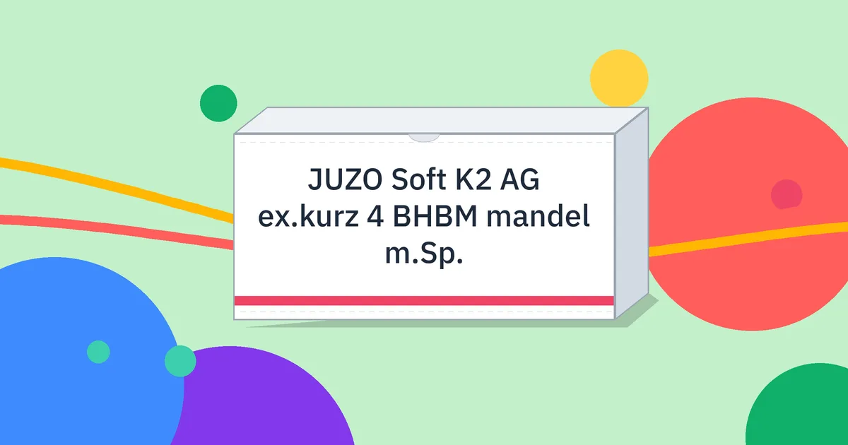 Symbolbild: Packung mit der Aufschrift JUZO Soft K2 AG ex.kurz 4 BHBM mandel m.Sp. (PZN 14860456) – Verfügbarkeit und Bezug in Apotheken in Frankfurt am Main