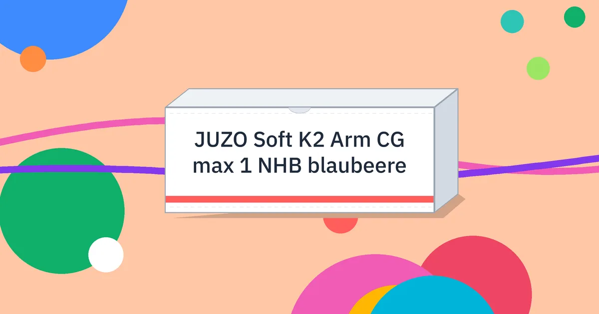 Symbolbild: Packung mit der Aufschrift JUZO Soft K2 Arm CG max 1 NHB blaubeere (PZN 15512786) – Verfügbarkeit und Bezug in Apotheken in Frankfurt am Main