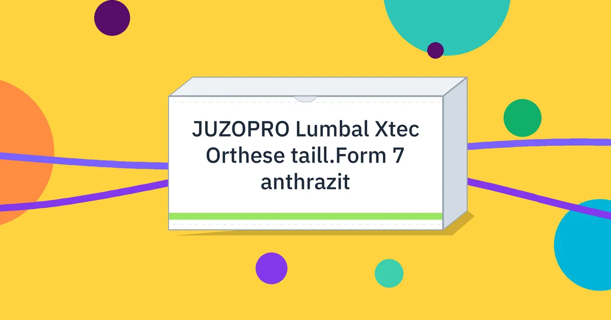 Symbolbild: Packung mit der Aufschrift JUZOPRO Lumbal Xtec Orthese taill.Form 7 anthrazit (PZN 16498321) – Verfügbarkeit und Bezug in Apotheken in Frankfurt am Main