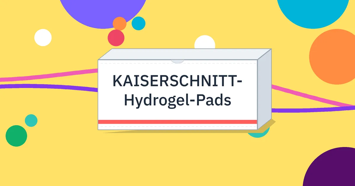 Symbolbild: Packung mit der Aufschrift KAISERSCHNITT-Hydrogel-Pads (PZN 18825333) – Verfügbarkeit und Bezug in Apotheken in Frankfurt am Main