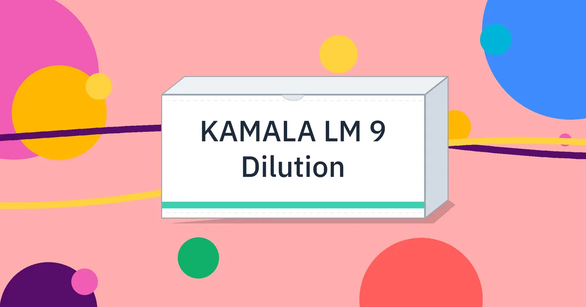 Symbolbild: Packung mit der Aufschrift KAMALA LM 9 Dilution (PZN 13518000) – Verfügbarkeit und Bezug in Apotheken in Frankfurt am Main