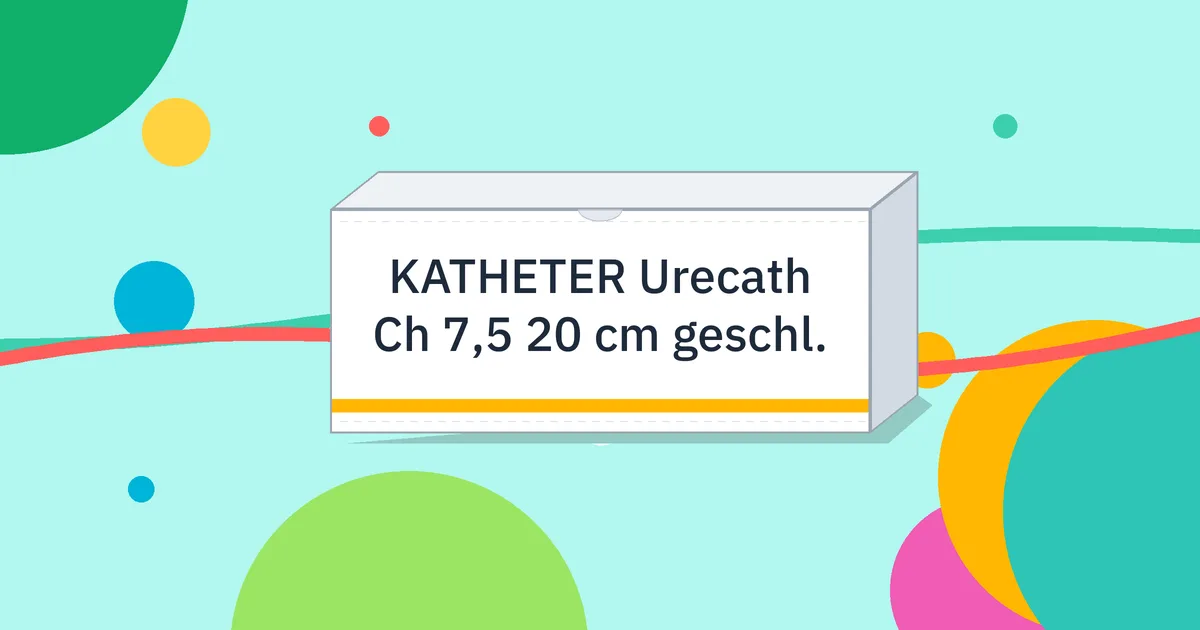 Symbolbild: Packung mit der Aufschrift KATHETER Urecath Ch 7,5 20 cm geschl. (PZN 03385070) – Verfügbarkeit und Bezug in Apotheken in Frankfurt am Main