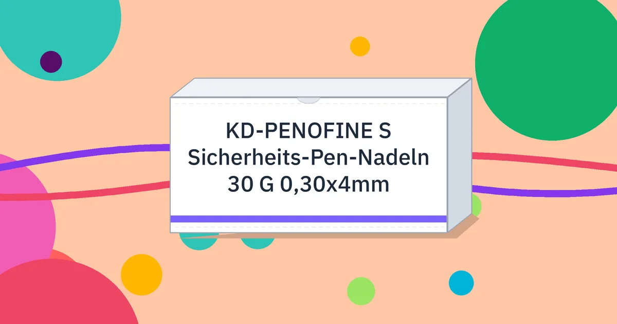 Symbolbild: Packung mit der Aufschrift KD-PENOFINE S Sicherheits-Pen-Nadeln 30 G 0,30x4mm (PZN 20377741) – Verfügbarkeit und Bezug in Apotheken in Frankfurt am Main