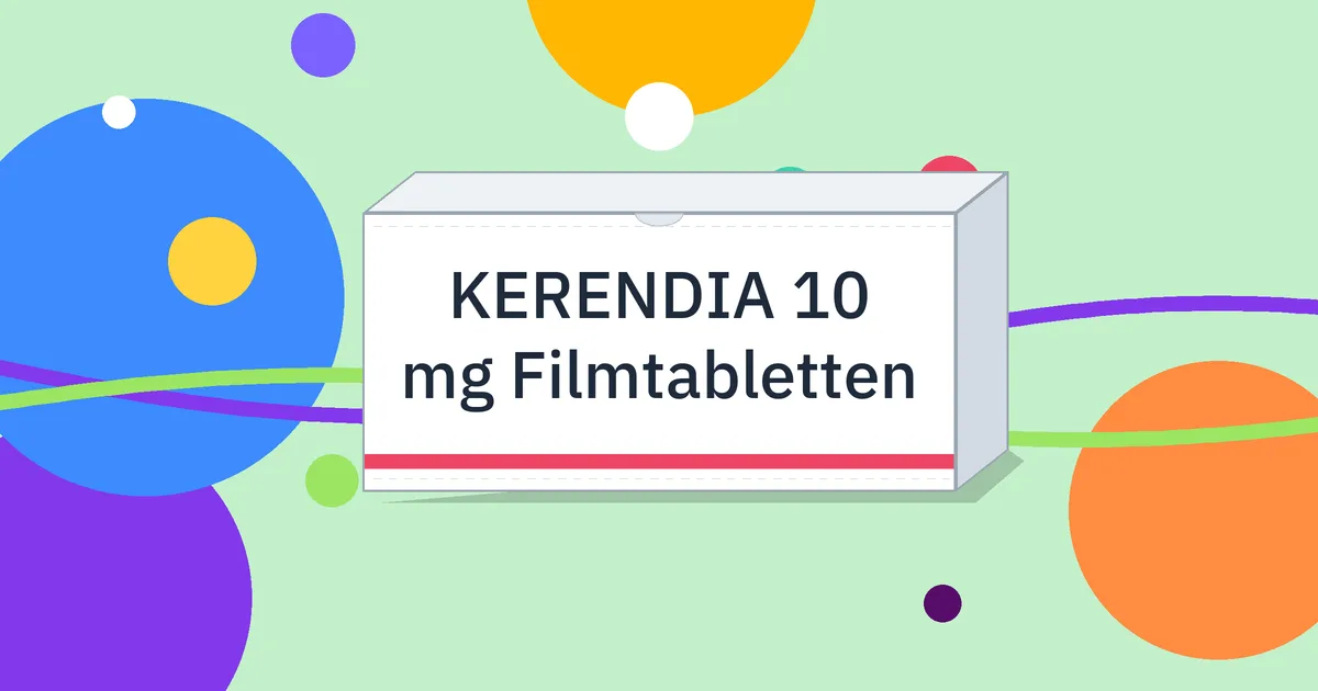Symbolbild: Packung mit der Aufschrift KERENDIA 10 mg Filmtabletten (PZN 18831612) – Verfügbarkeit und Bezug in Apotheken in Frankfurt am Main