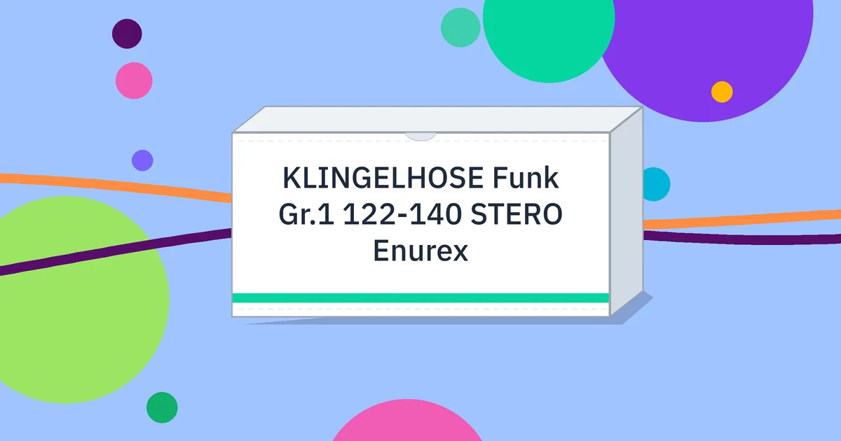 Symbolbild: Packung mit der Aufschrift KLINGELHOSE Funk Gr.1 122-140 STERO Enurex (PZN 03685866) – Verfügbarkeit und Bezug in Apotheken in Frankfurt am Main