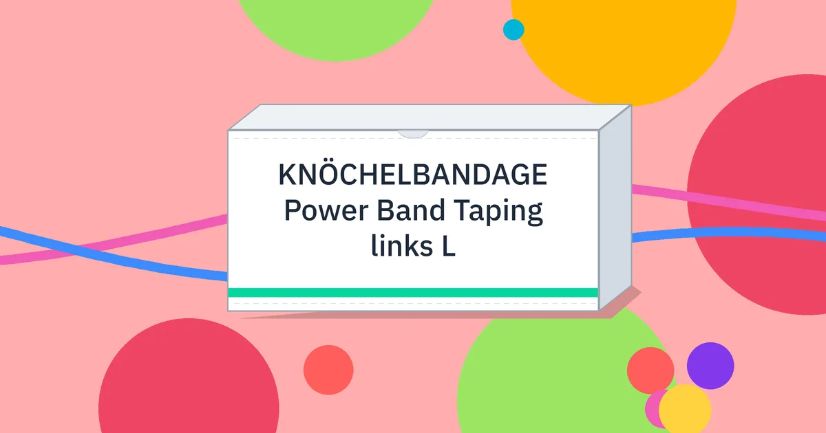 Symbolbild: Packung mit der Aufschrift KNÖCHELBANDAGE Power Band Taping links L (PZN 15383975) – Verfügbarkeit und Bezug in Apotheken in Frankfurt am Main