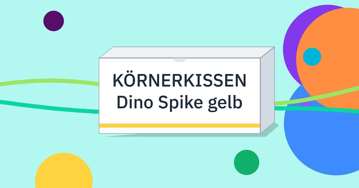 Symbolbild: Packung mit der Aufschrift KÖRNERKISSEN Dino Spike gelb (PZN 19392698) – Verfügbarkeit und Bezug in Apotheken in Frankfurt am Main