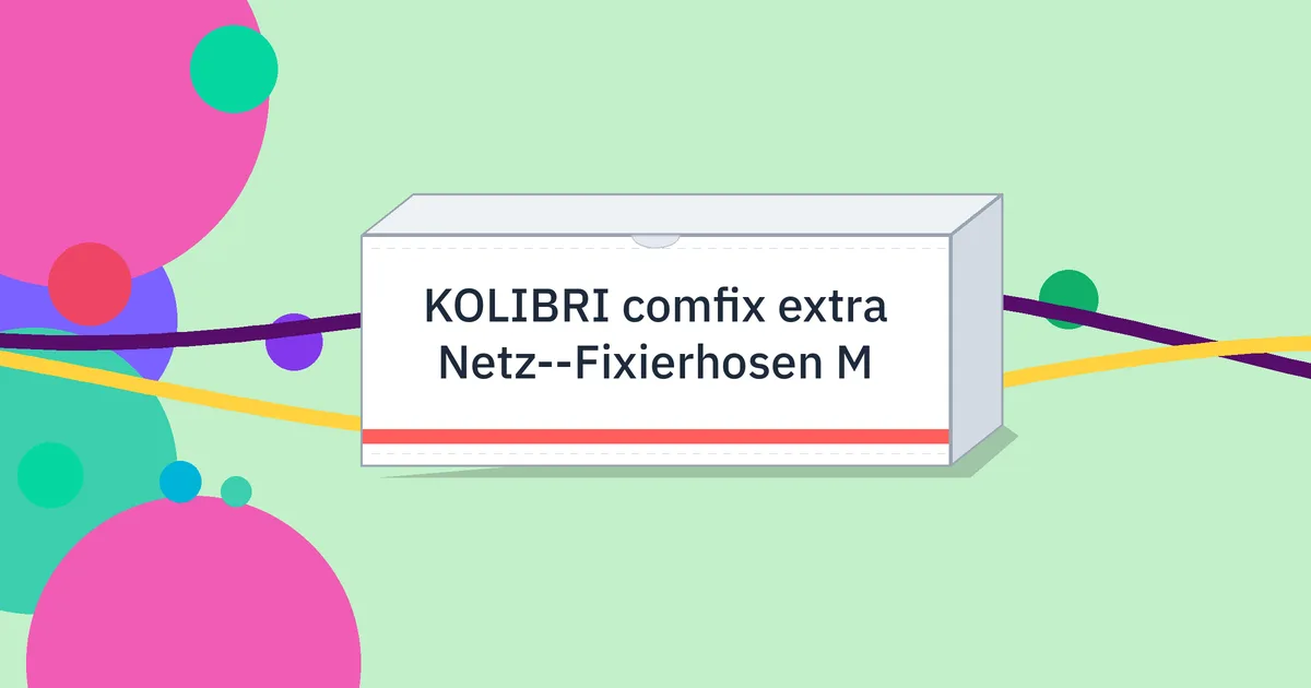 Symbolbild: Packung mit der Aufschrift KOLIBRI comfix extra Netz--Fixierhosen M (PZN 12498548) – Verfügbarkeit und Bezug in Apotheken in Frankfurt am Main