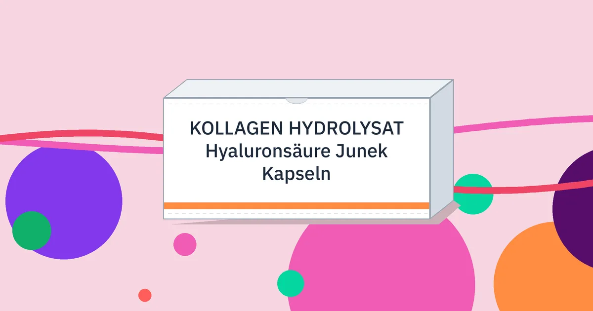 Symbolbild: Packung mit der Aufschrift KOLLAGEN HYDROLYSAT Hyaluronsäure Junek Kapseln (PZN 09325146) – Verfügbarkeit und Bezug in Apotheken in Frankfurt am Main
