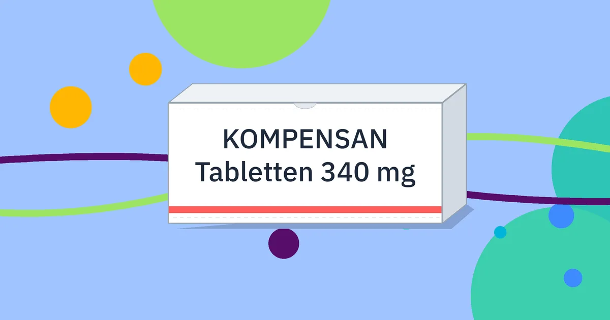 Symbolbild: Packung mit der Aufschrift KOMPENSAN Tabletten 340 mg (PZN 01955936) – Verfügbarkeit und Bezug in Apotheken in Frankfurt am Main