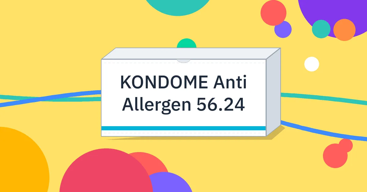 Symbolbild: Packung mit der Aufschrift KONDOME Anti Allergen 56.24 (PZN 00590421) – Verfügbarkeit und Bezug in Apotheken in Frankfurt am Main