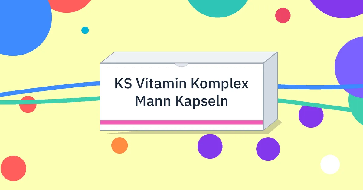 Symbolbild: Packung mit der Aufschrift KS Vitamin Komplex Mann Kapseln (PZN 20583771) – Verfügbarkeit und Bezug in Apotheken in Frankfurt am Main