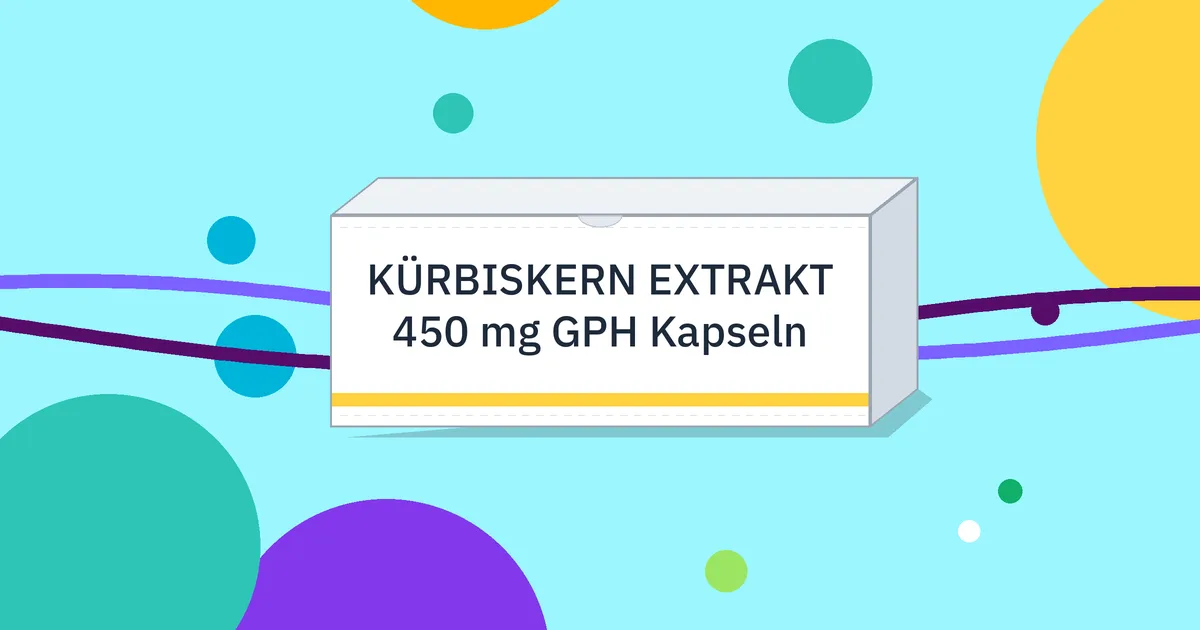 Symbolbild: Packung mit der Aufschrift KÜRBISKERN EXTRAKT 450 mg GPH Kapseln (PZN 13425853) – Verfügbarkeit und Bezug in Apotheken in Frankfurt am Main