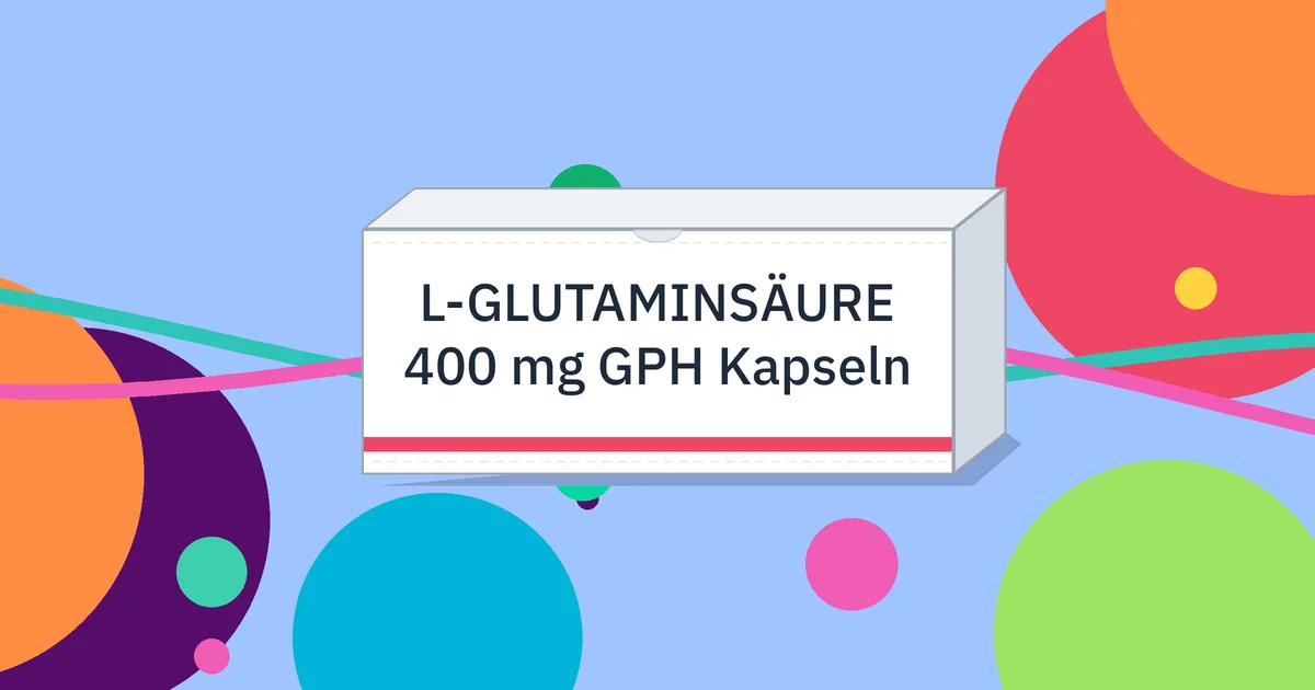 Symbolbild: Packung mit der Aufschrift L-GLUTAMINSÄURE 400 mg GPH Kapseln (PZN 10521527) – Verfügbarkeit und Bezug in Apotheken in Frankfurt am Main