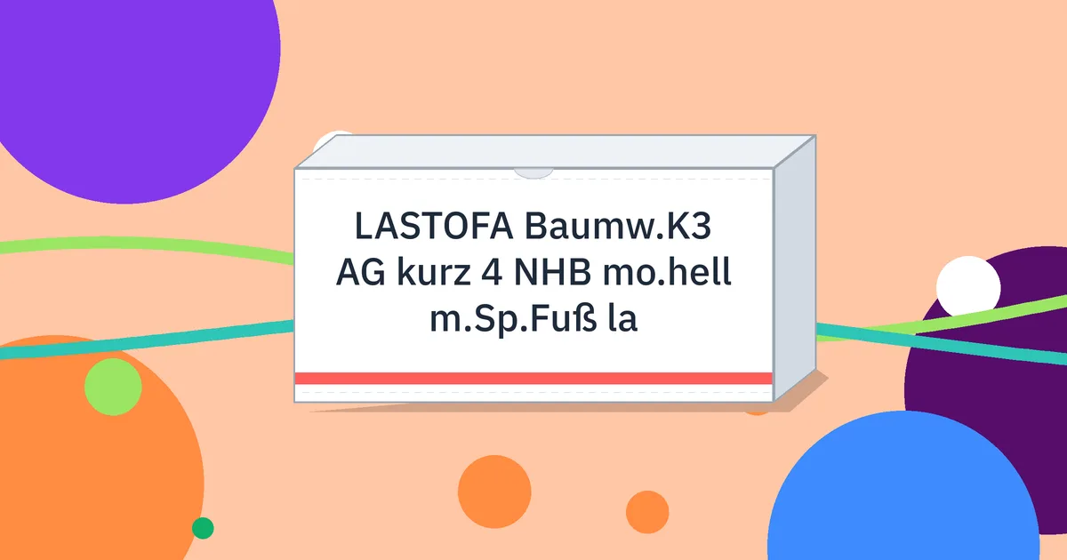 Symbolbild: Packung mit der Aufschrift LASTOFA Baumw.K3 AG kurz 4 NHB mo.hell m.Sp.Fuß la (PZN 01955304) – Verfügbarkeit und Bezug in Apotheken in Frankfurt am Main