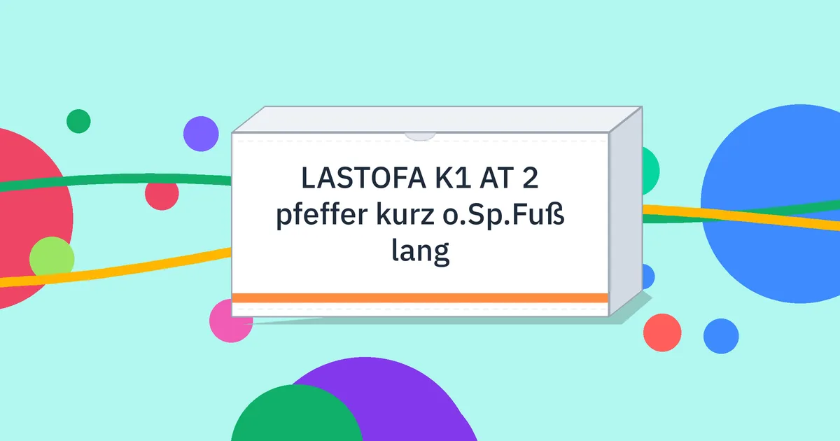 Symbolbild: Packung mit der Aufschrift LASTOFA K1 AT 2 pfeffer kurz o.Sp.Fuß lang (PZN 14150832) – Verfügbarkeit und Bezug in Apotheken in Frankfurt am Main