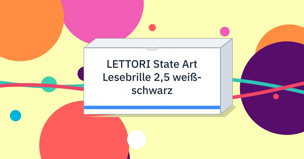 Symbolbild: Packung mit der Aufschrift LETTORI State Art Lesebrille 2,5 weiß-schwarz (PZN 11056512) – Verfügbarkeit und Bezug in Apotheken in Frankfurt am Main