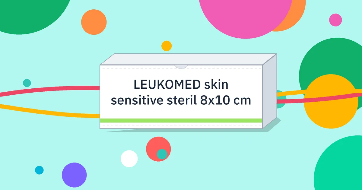 Symbolbild: Packung mit der Aufschrift LEUKOMED skin sensitive steril 8x10 cm (PZN 15403502) – Verfügbarkeit und Bezug in Apotheken in Frankfurt am Main