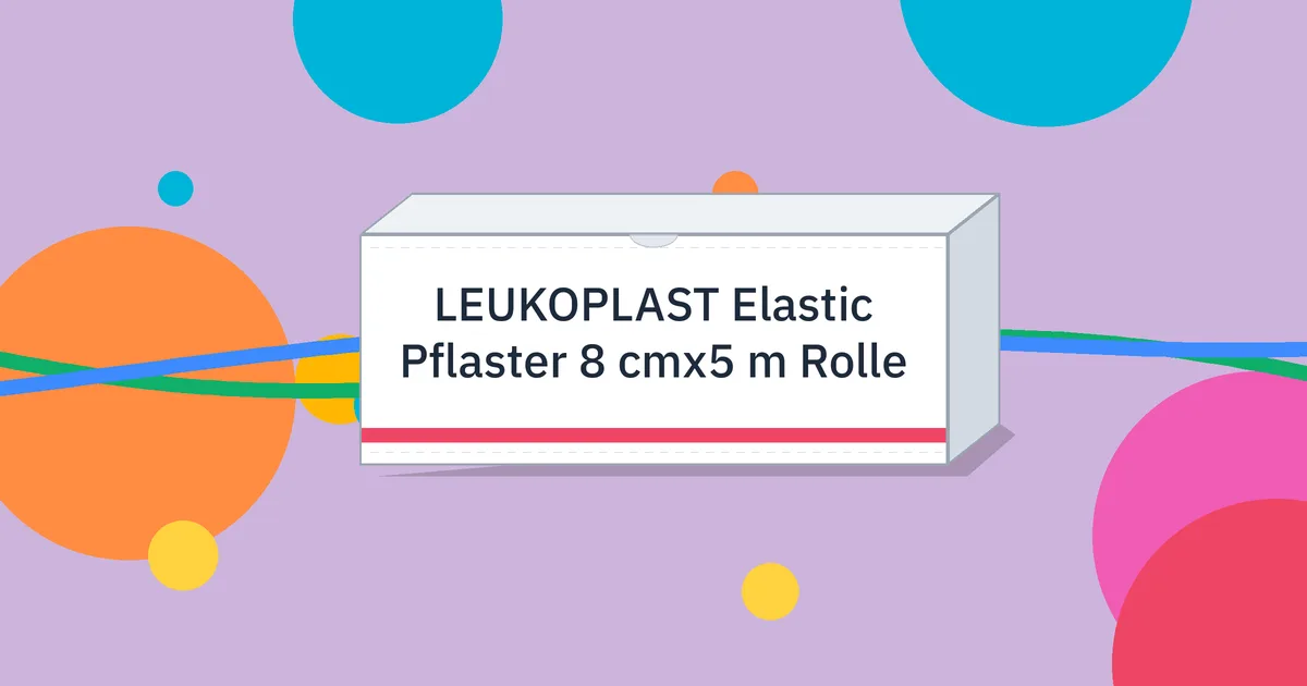 Symbolbild: Packung mit der Aufschrift LEUKOPLAST Elastic Pflaster 8 cmx5 m Rolle (PZN 13838288) – Verfügbarkeit und Bezug in Apotheken in Frankfurt am Main