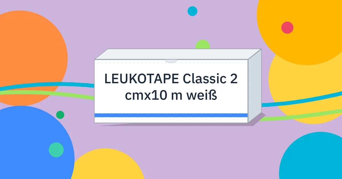 Symbolbild: Packung mit der Aufschrift LEUKOTAPE Classic 2 cmx10 m weiß (PZN 05383997) – Verfügbarkeit und Bezug in Apotheken in Frankfurt am Main