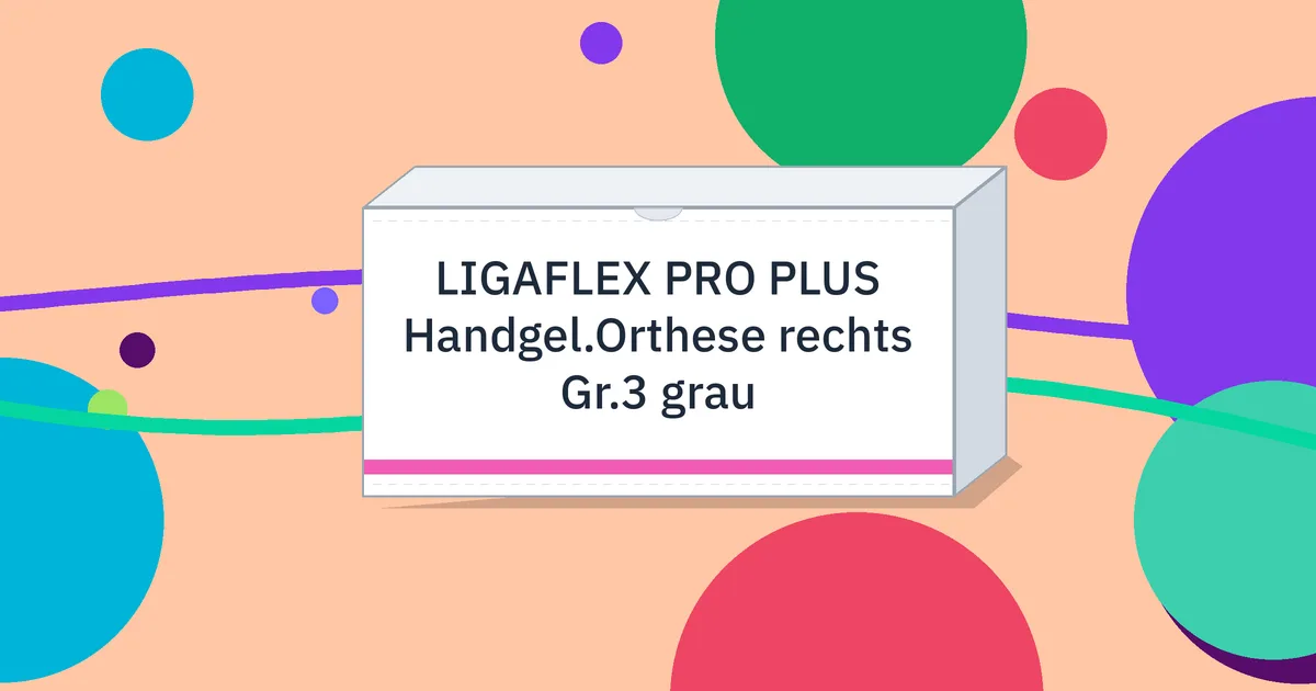 Symbolbild: Packung mit der Aufschrift LIGAFLEX PRO PLUS Handgel.Orthese rechts Gr.3 grau (PZN 12577070) – Verfügbarkeit und Bezug in Apotheken in Frankfurt am Main