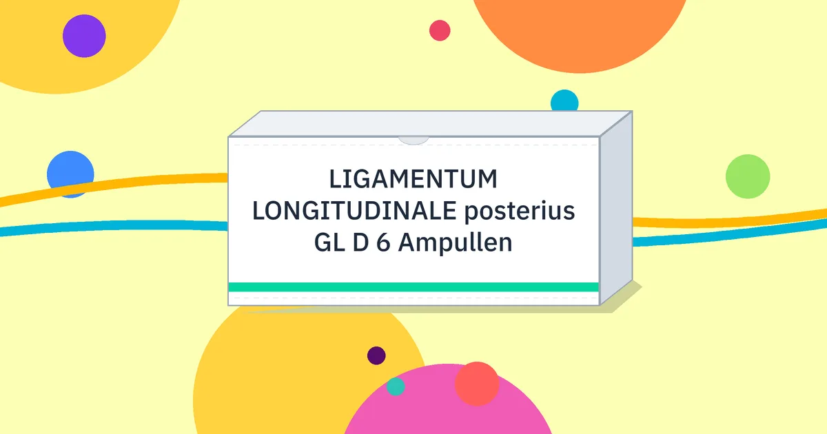 Symbolbild: Packung mit der Aufschrift LIGAMENTUM LONGITUDINALE posterius GL D 6 Ampullen (PZN 02881772) – Verfügbarkeit und Bezug in Apotheken in Frankfurt am Main