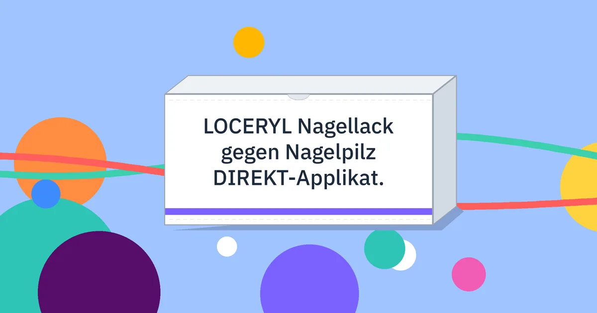 Symbolbild: Packung mit der Aufschrift LOCERYL Nagellack gegen Nagelpilz DIREKT-Applikat. (PZN 11286175) – Verfügbarkeit und Bezug in Apotheken in Frankfurt am Main