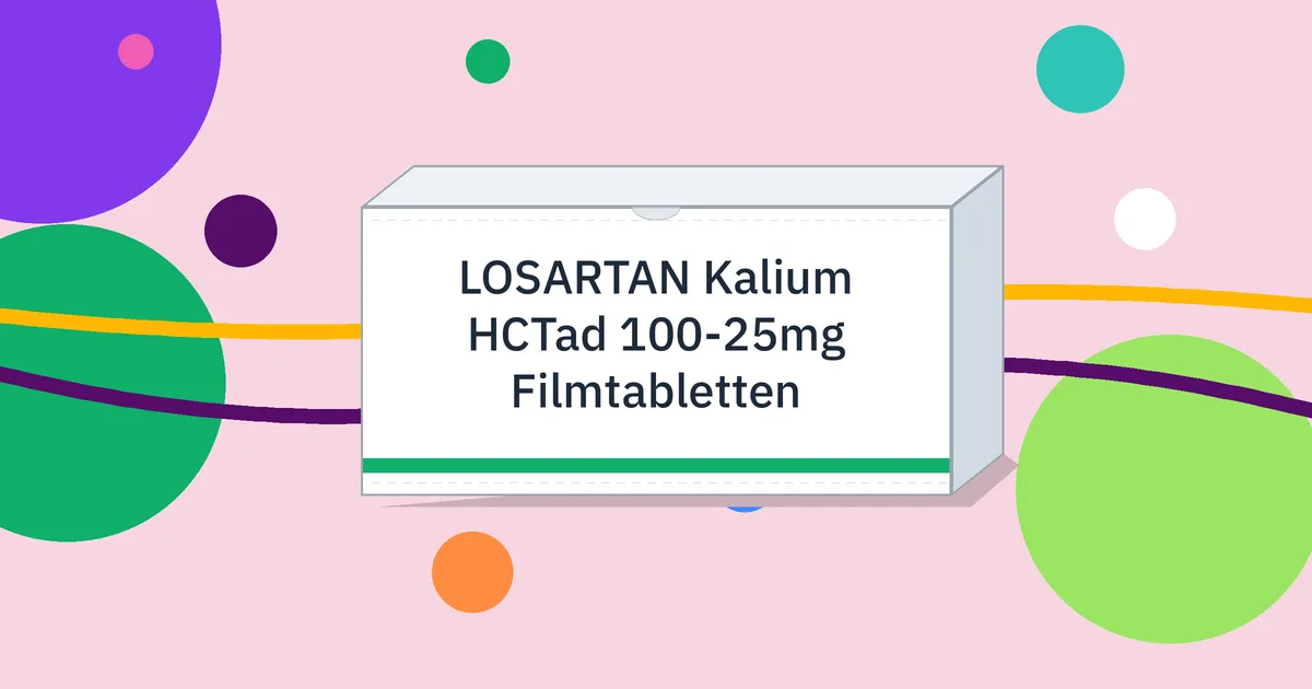 Symbolbild: Packung mit der Aufschrift LOSARTAN Kalium HCTad 100-25mg Filmtabletten (PZN 05522795) – Verfügbarkeit und Bezug in Apotheken in Frankfurt am Main