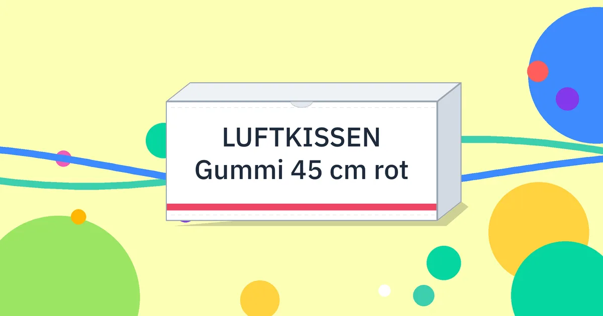 Symbolbild: Packung mit der Aufschrift LUFTKISSEN Gummi 45 cm rot (PZN 03841102) – Verfügbarkeit und Bezug in Apotheken in Frankfurt am Main