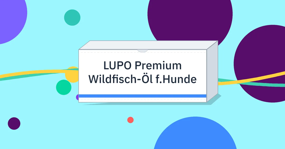 Symbolbild: Packung mit der Aufschrift LUPO Premium Wildfisch-Öl f.Hunde (PZN 19253583) – Verfügbarkeit und Bezug in Apotheken in Frankfurt am Main