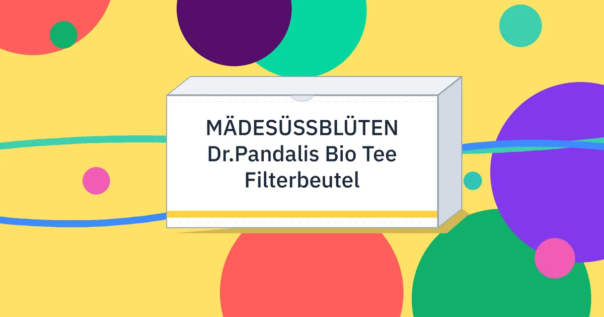 Symbolbild: Packung mit der Aufschrift MÄDESÜSSBLÜTEN Dr.Pandalis Bio Tee Filterbeutel (PZN 15611525) – Verfügbarkeit und Bezug in Apotheken in Frankfurt am Main