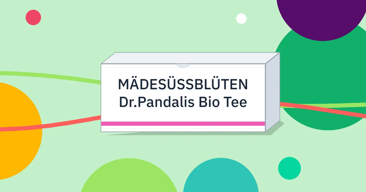Symbolbild: Packung mit der Aufschrift MÄDESÜSSBLÜTEN Dr.Pandalis Bio Tee (PZN 13352108) – Verfügbarkeit und Bezug in Apotheken in Frankfurt am Main
