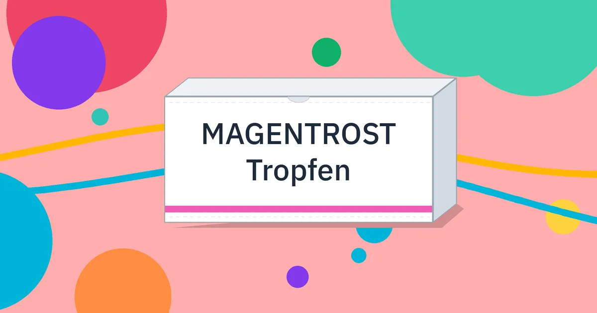 Symbolbild: Packung mit der Aufschrift MAGENTROST Tropfen (PZN 10556106) – Verfügbarkeit und Bezug in Apotheken in Frankfurt am Main