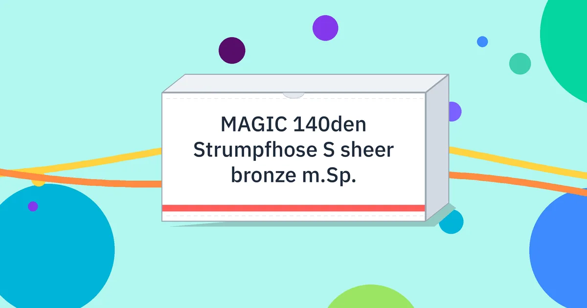 Symbolbild: Packung mit der Aufschrift MAGIC 140den Strumpfhose S sheer bronze m.Sp. (PZN 16182121) – Verfügbarkeit und Bezug in Apotheken in Frankfurt am Main