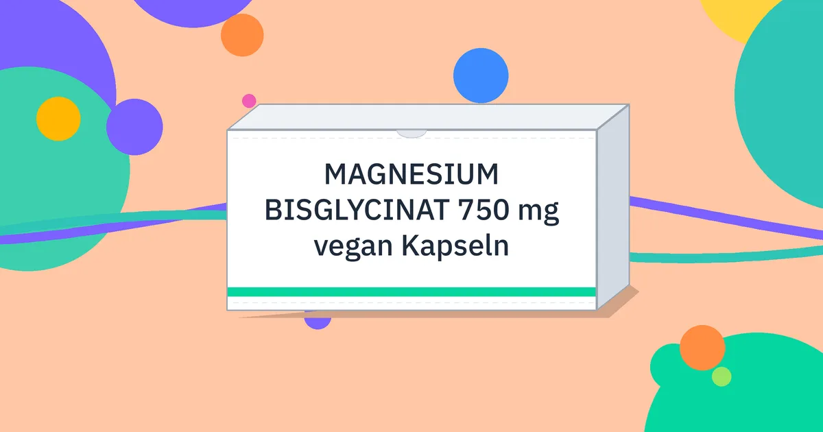 Symbolbild: Packung mit der Aufschrift MAGNESIUM BISGLYCINAT 750 mg vegan Kapseln (PZN 19461560) – Verfügbarkeit und Bezug in Apotheken in Frankfurt am Main