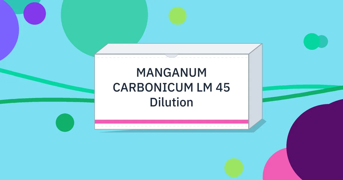 Symbolbild: Packung mit der Aufschrift MANGANUM CARBONICUM LM 45 Dilution (PZN 12943072) – Verfügbarkeit und Bezug in Apotheken in Frankfurt am Main