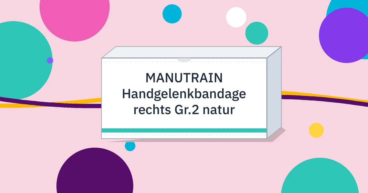 Symbolbild: Packung mit der Aufschrift MANUTRAIN Handgelenkbandage rechts Gr.2 natur (PZN 01285559) – Verfügbarkeit und Bezug in Apotheken in Frankfurt am Main