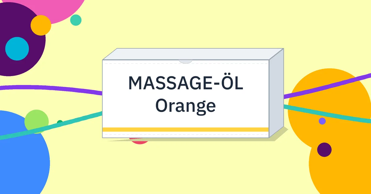 Symbolbild: Packung mit der Aufschrift MASSAGE-ÖL Orange (PZN 02141905) – Verfügbarkeit und Bezug in Apotheken in Frankfurt am Main