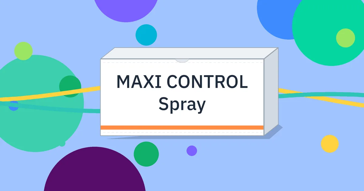 Symbolbild: Packung mit der Aufschrift MAXI CONTROL Spray (PZN 20513026) – Verfügbarkeit und Bezug in Apotheken in Frankfurt am Main