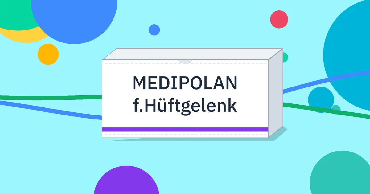 Symbolbild: Packung mit der Aufschrift MEDIPOLAN f.Hüftgelenk (PZN 03013500) – Verfügbarkeit und Bezug in Apotheken in Frankfurt am Main