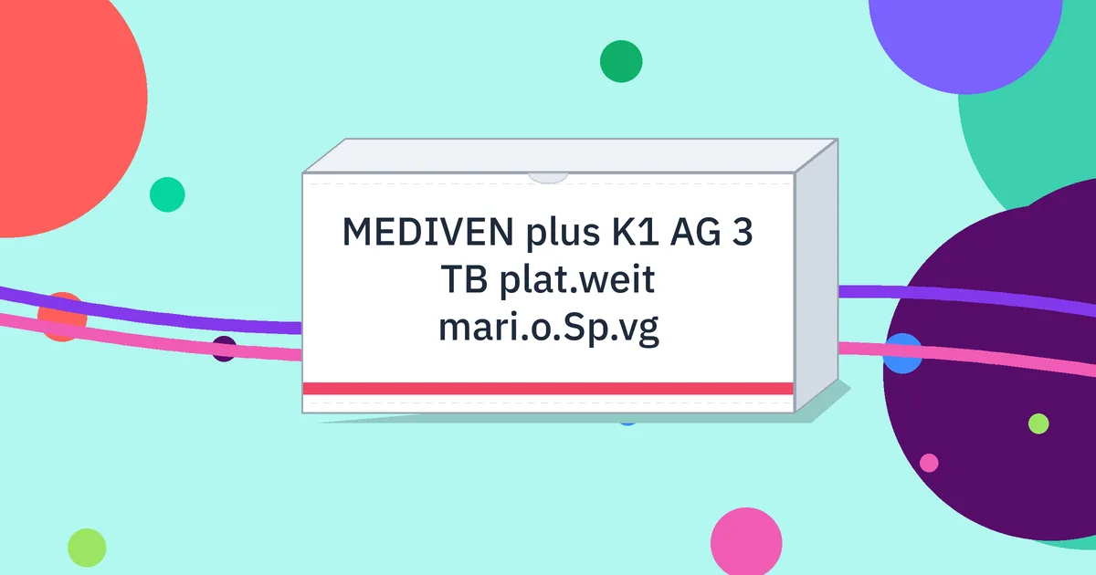 Symbolbild: Packung mit der Aufschrift MEDIVEN plus K1 AG 3 TB plat.weit mari.o.Sp.vg (PZN 15060657) – Verfügbarkeit und Bezug in Apotheken in Frankfurt am Main