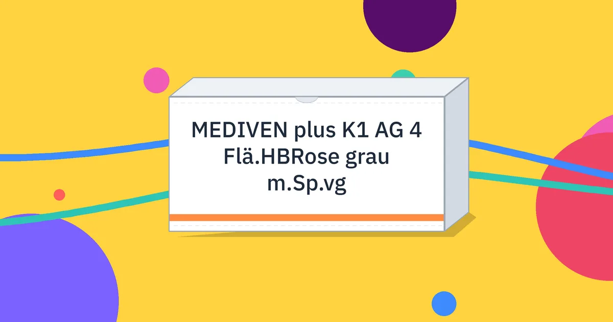 Symbolbild: Packung mit der Aufschrift MEDIVEN plus K1 AG 4 Flä.HBRose grau m.Sp.vg (PZN 18939812) – Verfügbarkeit und Bezug in Apotheken in Frankfurt am Main