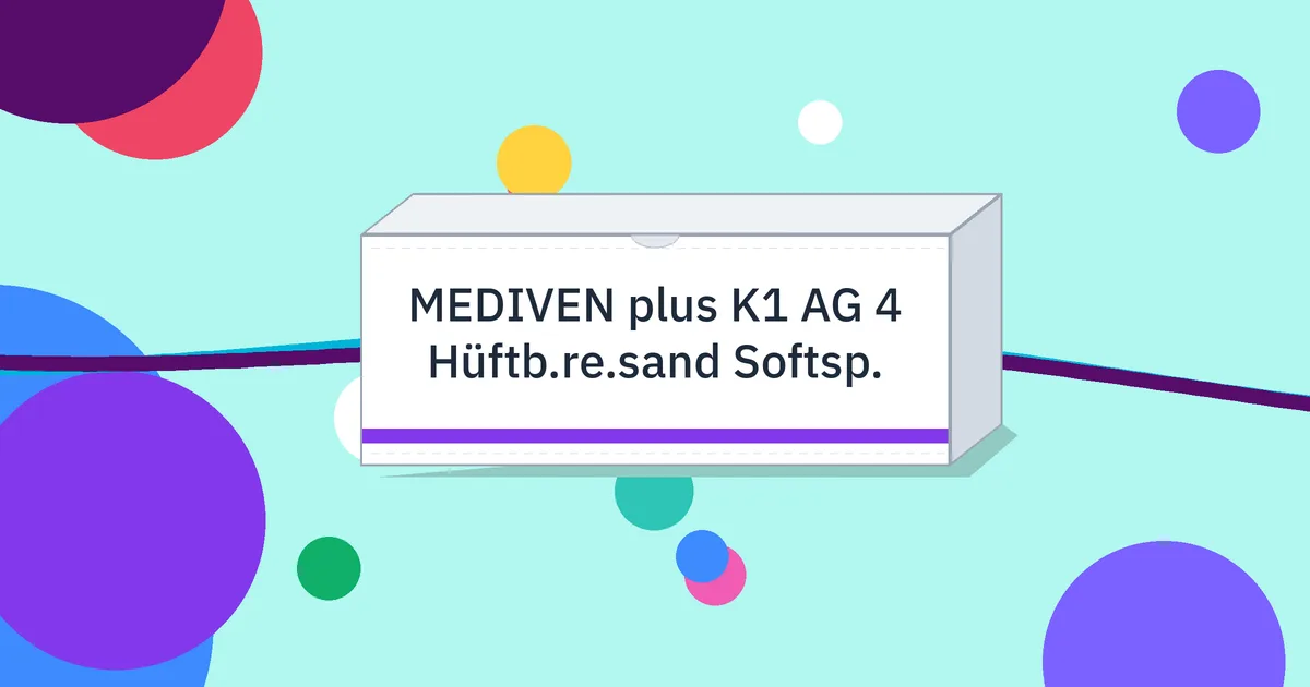 Symbolbild: Packung mit der Aufschrift MEDIVEN plus K1 AG 4 Hüftb.re.sand Softsp. (PZN 18939290) – Verfügbarkeit und Bezug in Apotheken in Frankfurt am Main