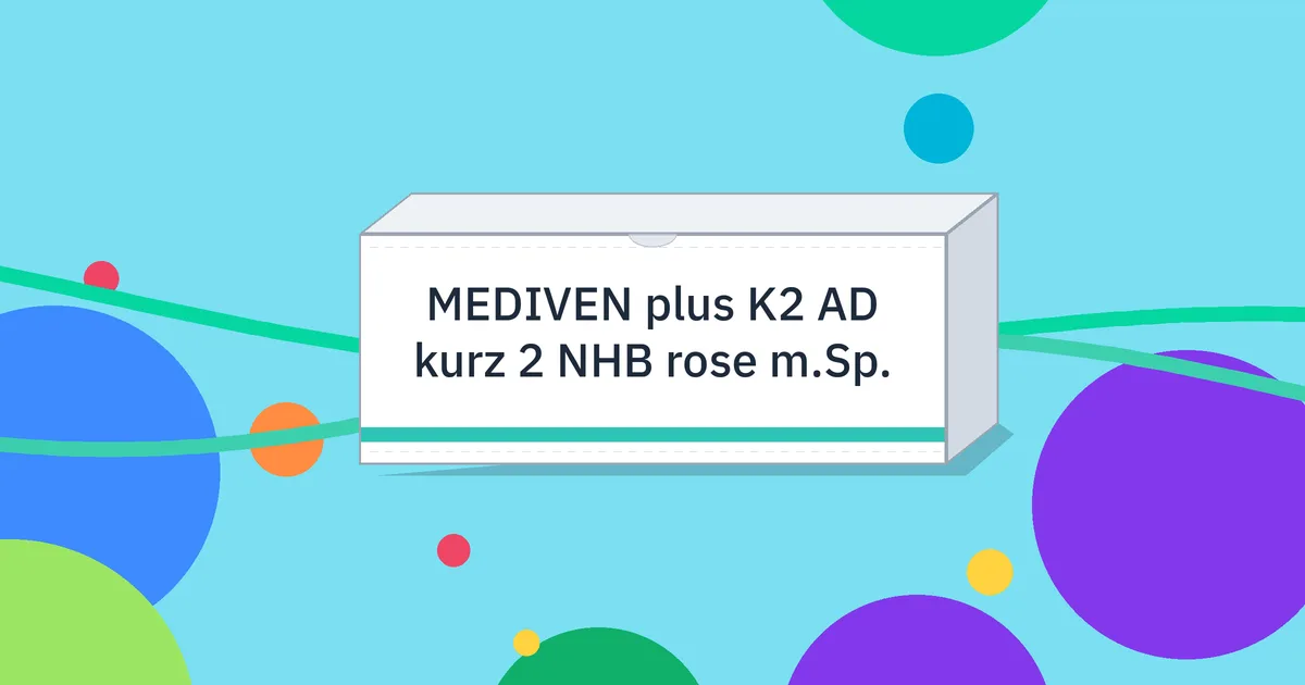 Symbolbild: Packung mit der Aufschrift MEDIVEN plus K2 AD kurz 2 NHB rose m.Sp. (PZN 15925175) – Verfügbarkeit und Bezug in Apotheken in Frankfurt am Main