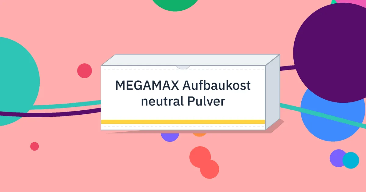 Symbolbild: Packung mit der Aufschrift MEGAMAX Aufbaukost neutral Pulver (PZN 15559983) – Verfügbarkeit und Bezug in Apotheken in Frankfurt am Main
