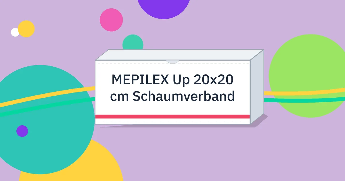 Symbolbild: Packung mit der Aufschrift MEPILEX Up 20x20 cm Schaumverband (PZN 15403264) – Verfügbarkeit und Bezug in Apotheken in Frankfurt am Main